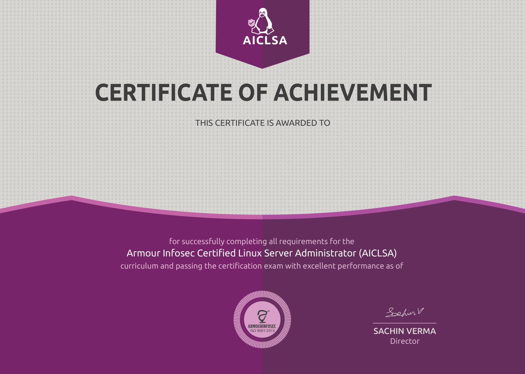 Piyush Bhardwaj | Armour Infosec Certified Linux Server Administrator ...